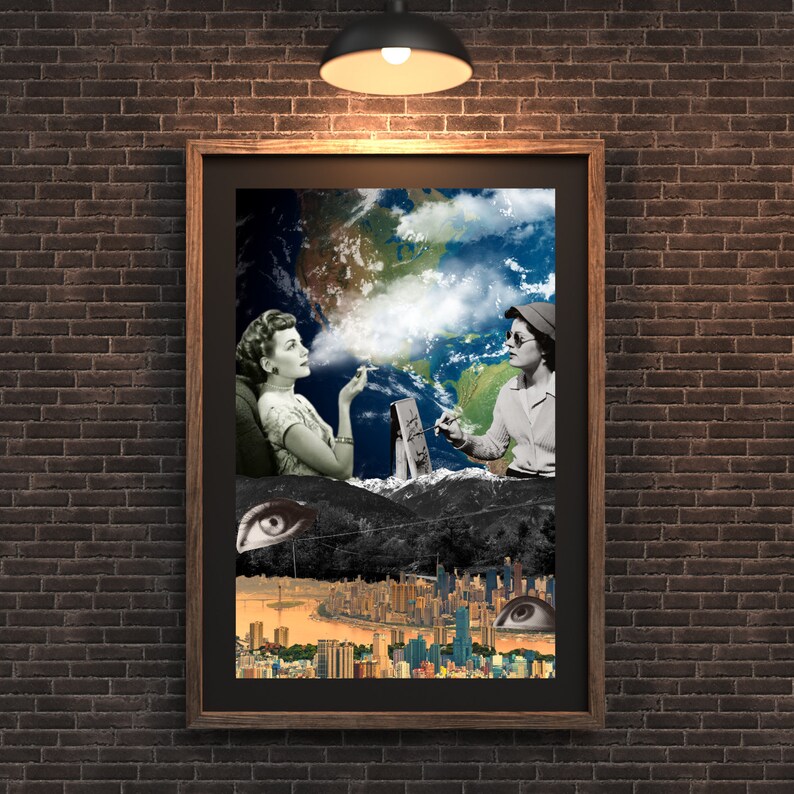 Smoke Society, Digital Custom Collage Art Design, Printable Painting ...