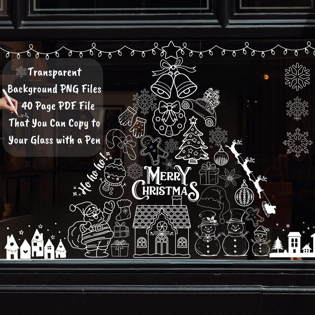 40 Christmas Window and Showcase Stickers, Noel Ornament Sticker ...