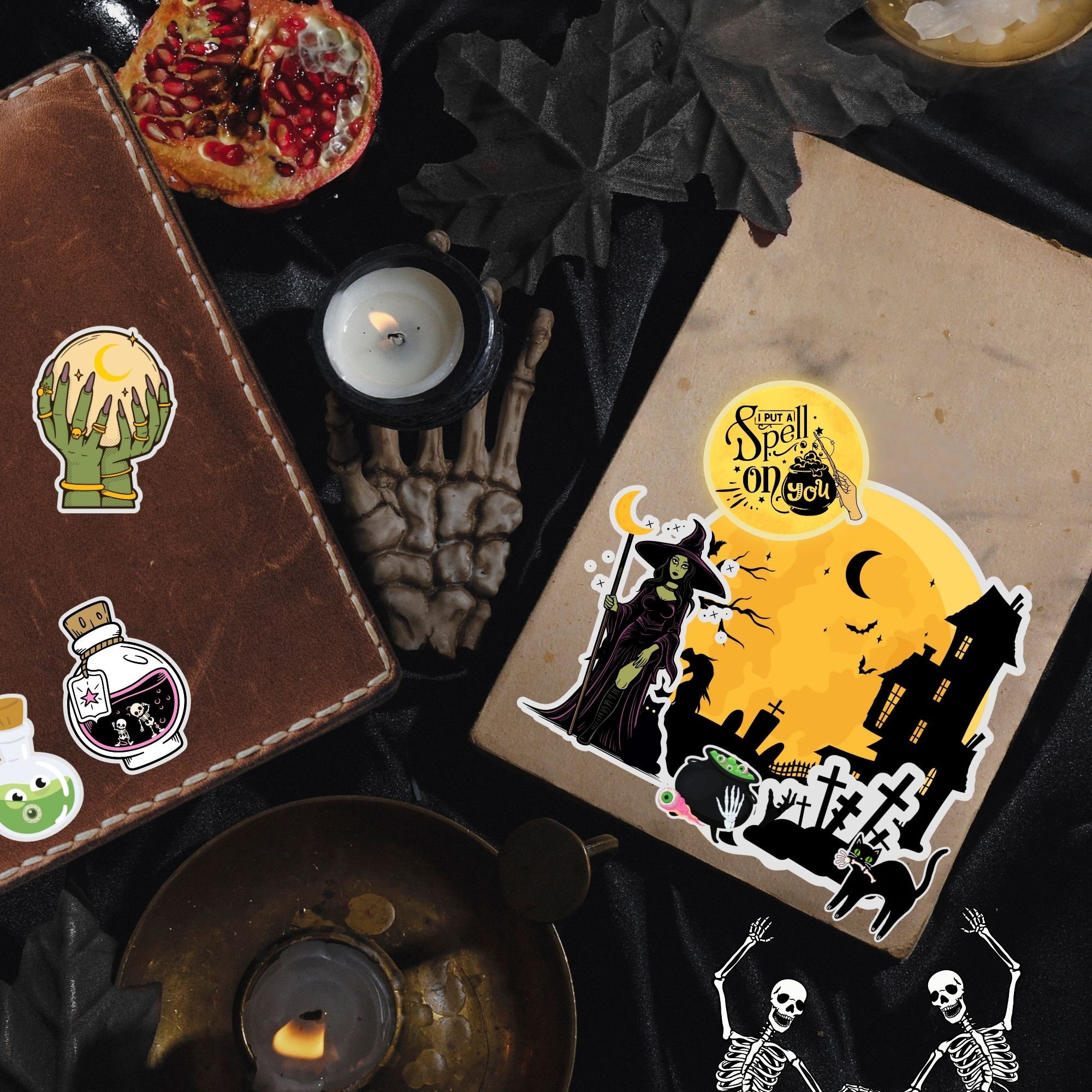 80 Spooky Halloween Stickers, Ghosts, Witches, Haunted Houses (PNG, SVG ...