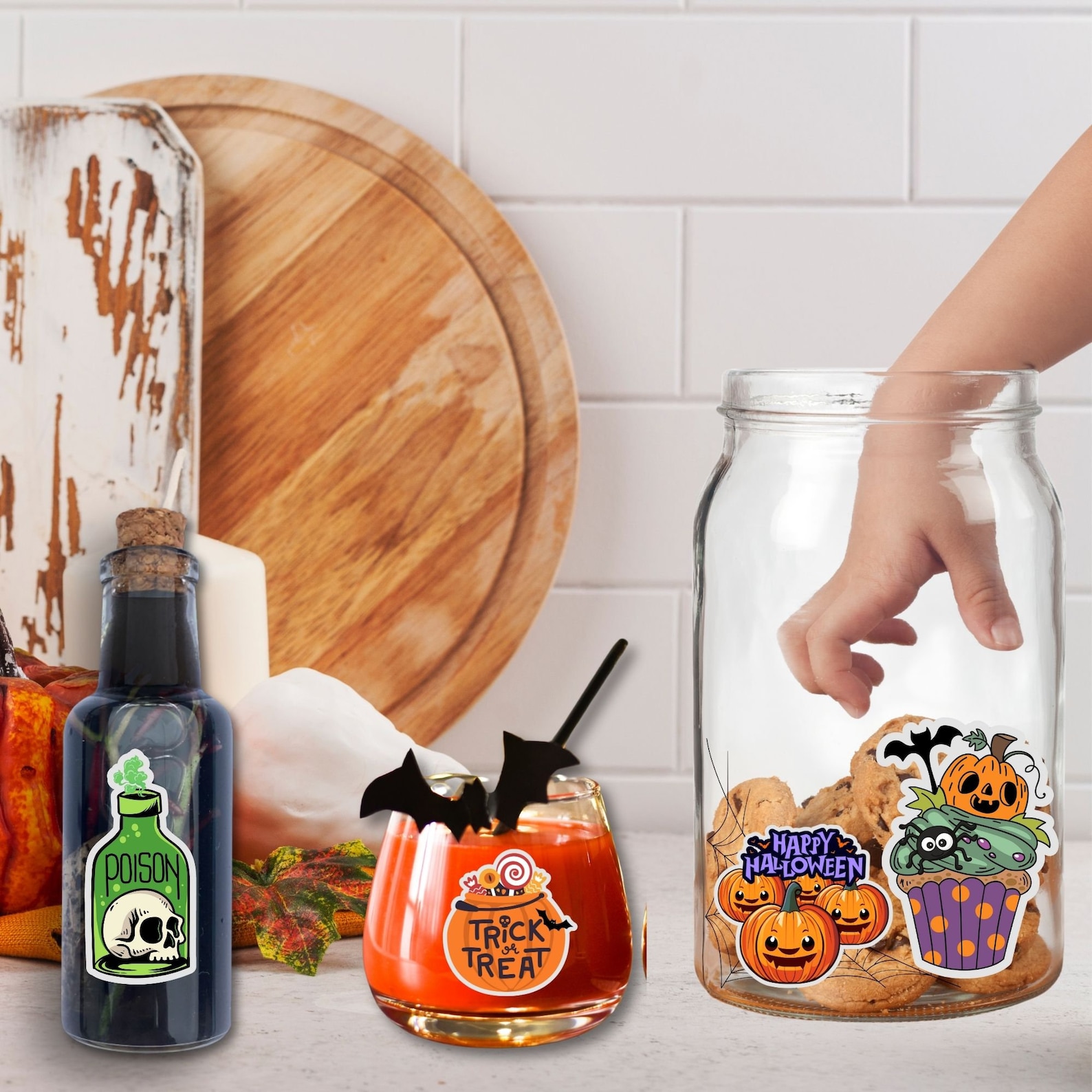 80 Spooky Halloween Stickers, Ghosts, Witches, Haunted Houses (PNG, SVG ...