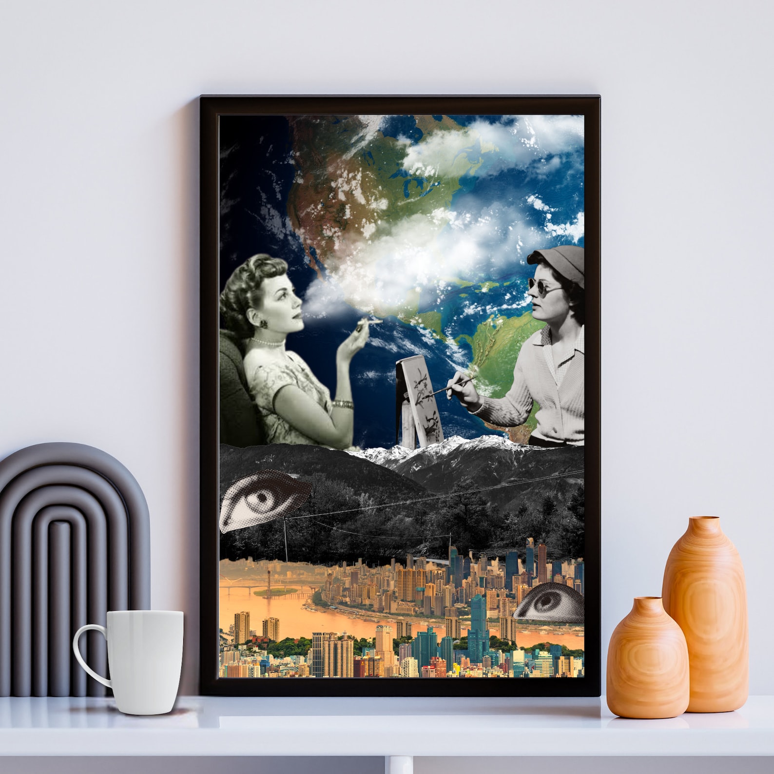 Smoke Society, Digital Custom Collage Art Design, Printable Painting ...