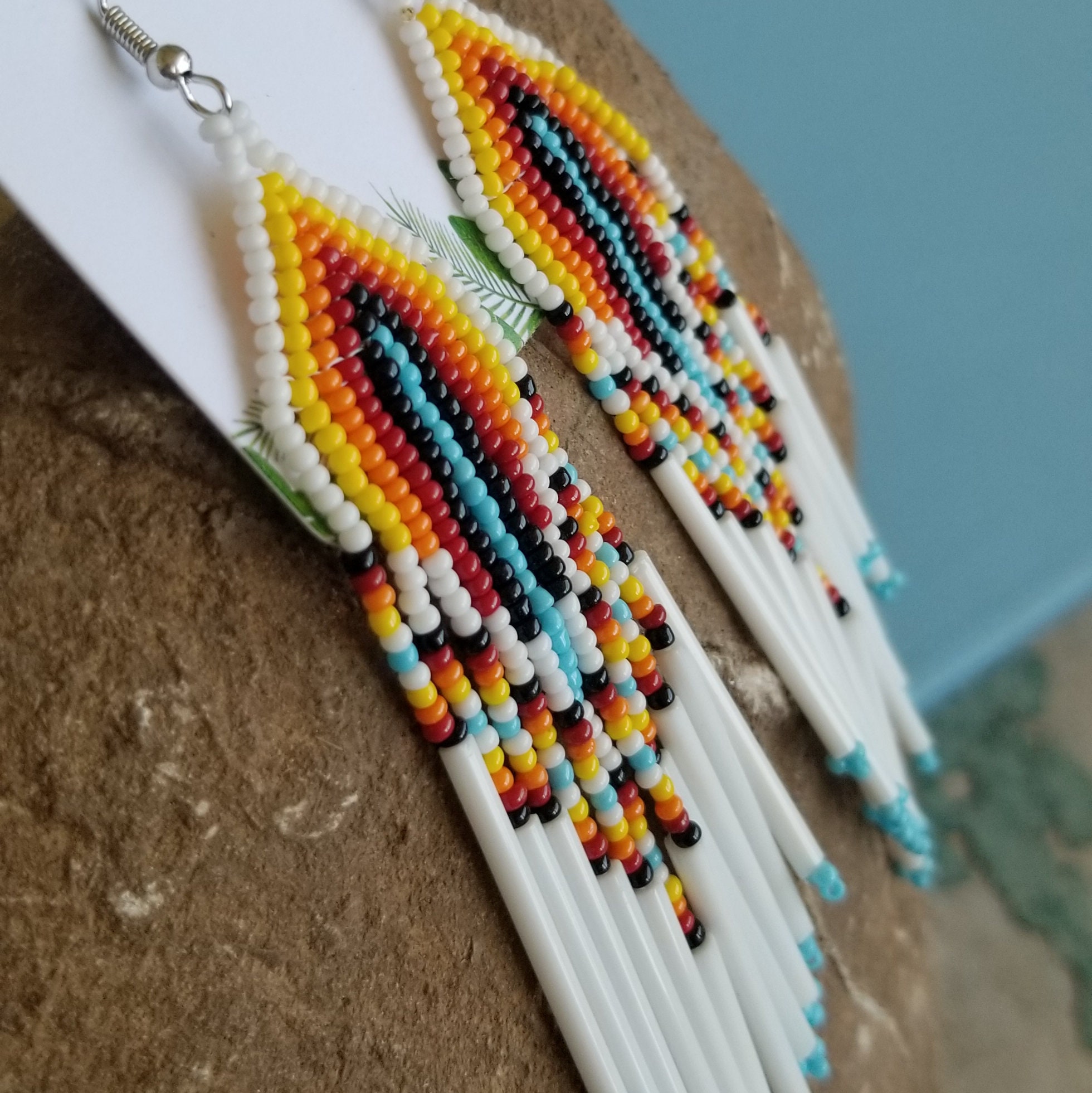 Handmade Puerto Rico Sunrise Beaded Earrings Seed Glass Bead Earrings ...