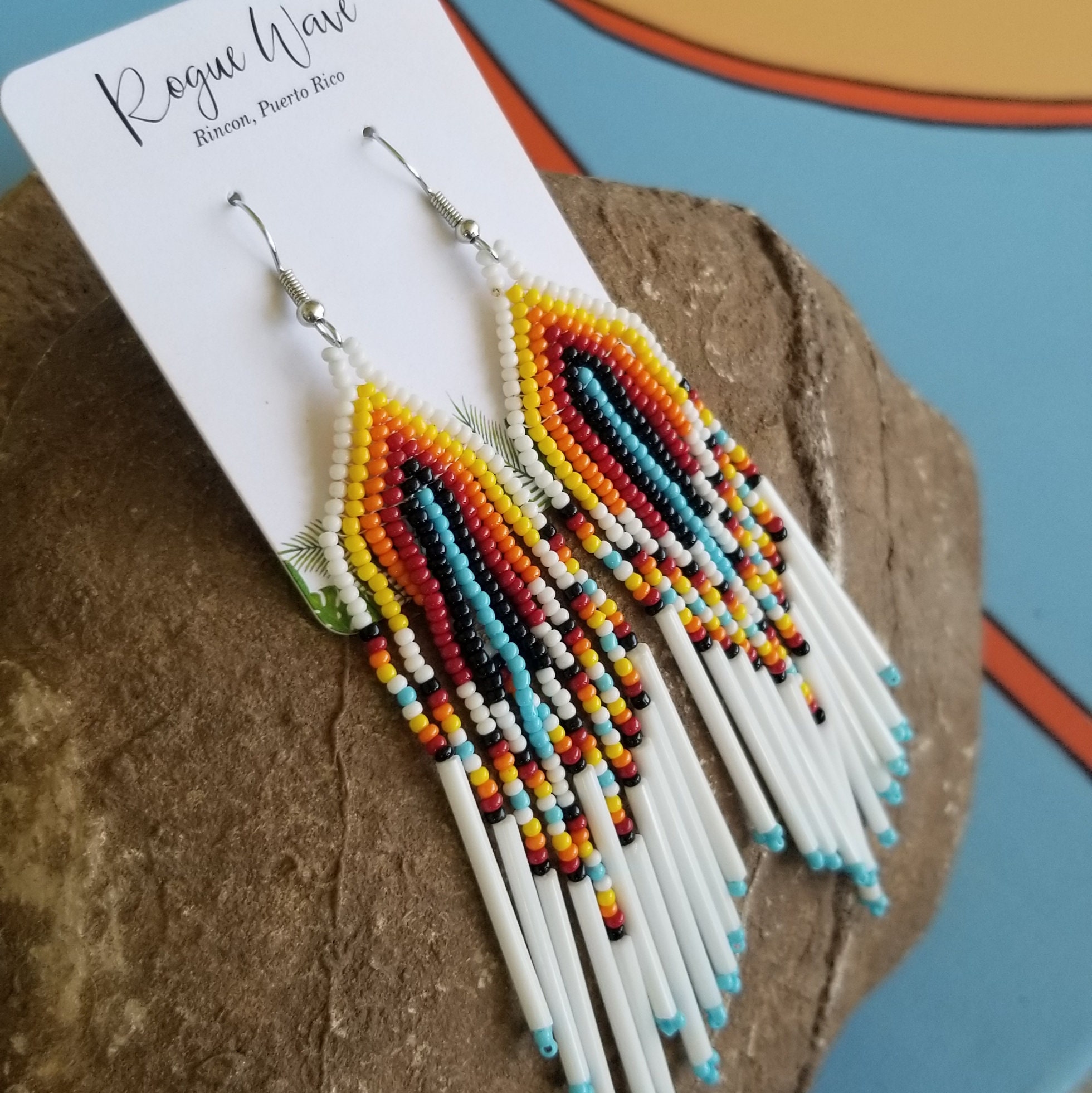 Handmade Puerto Rico Sunrise Beaded Earrings Seed Glass Bead Earrings ...