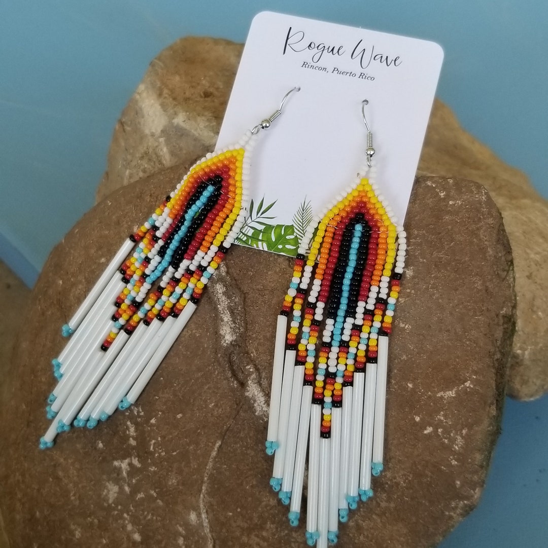 Handmade Puerto Rico Sunrise Beaded Earrings Seed Glass Bead Earrings ...