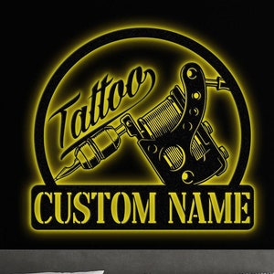 Custom Tattoo Artist Metal Sign With LED Light – Personalized Ink ...