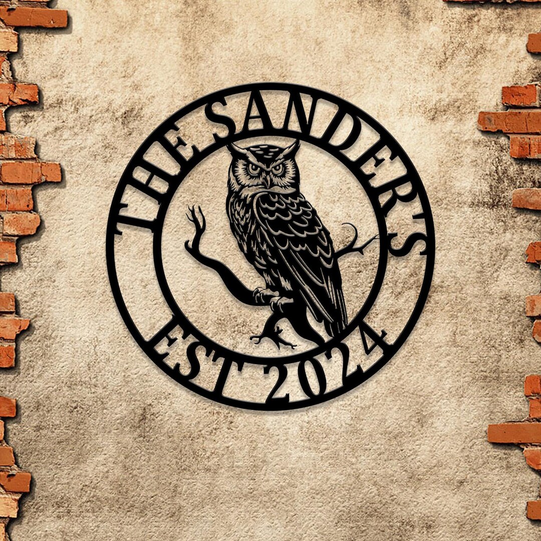 Custom Owl Metal Sign, Personalized Outdoor Owl Decor, Wildlife Metal ...