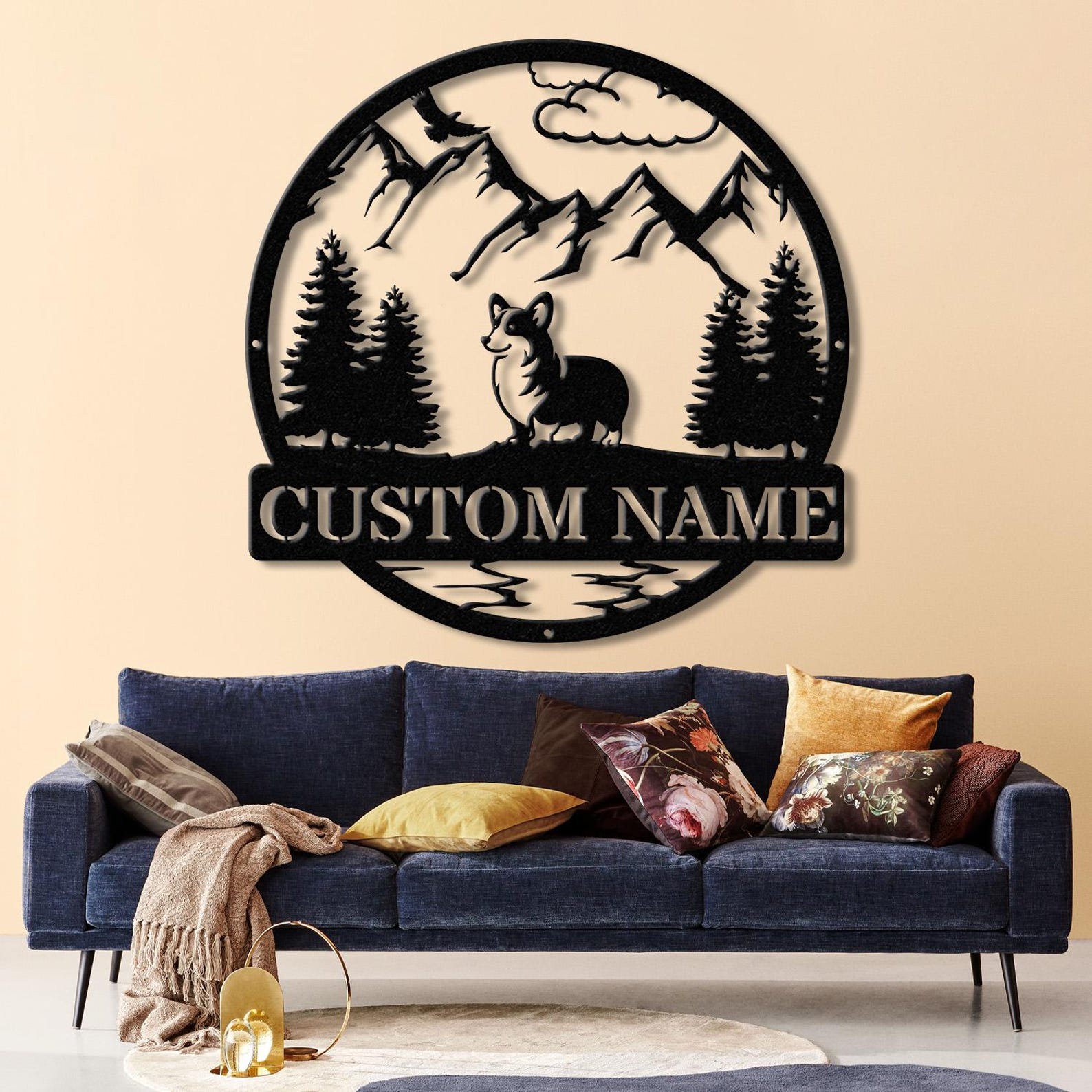Custom Welsh Corgi Terrier Metal Sign, Dog Name Sign, Corgi Wall Decor ...