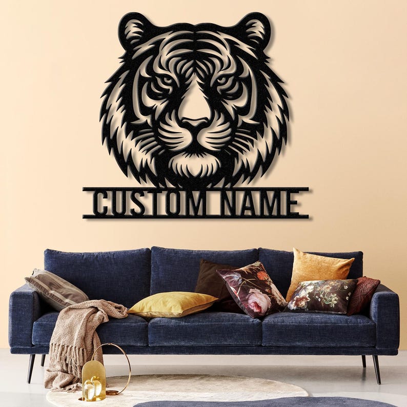 Personalized Tiger Head Metal Sign With LED Light - Tiger Lover Name ...