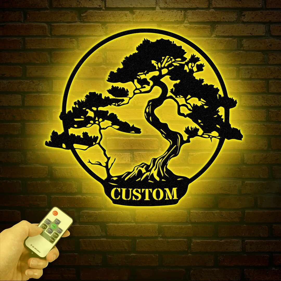 Personalized Bonsai Tree Metal Wall Art, Custom Bonsai Tree Sign ...