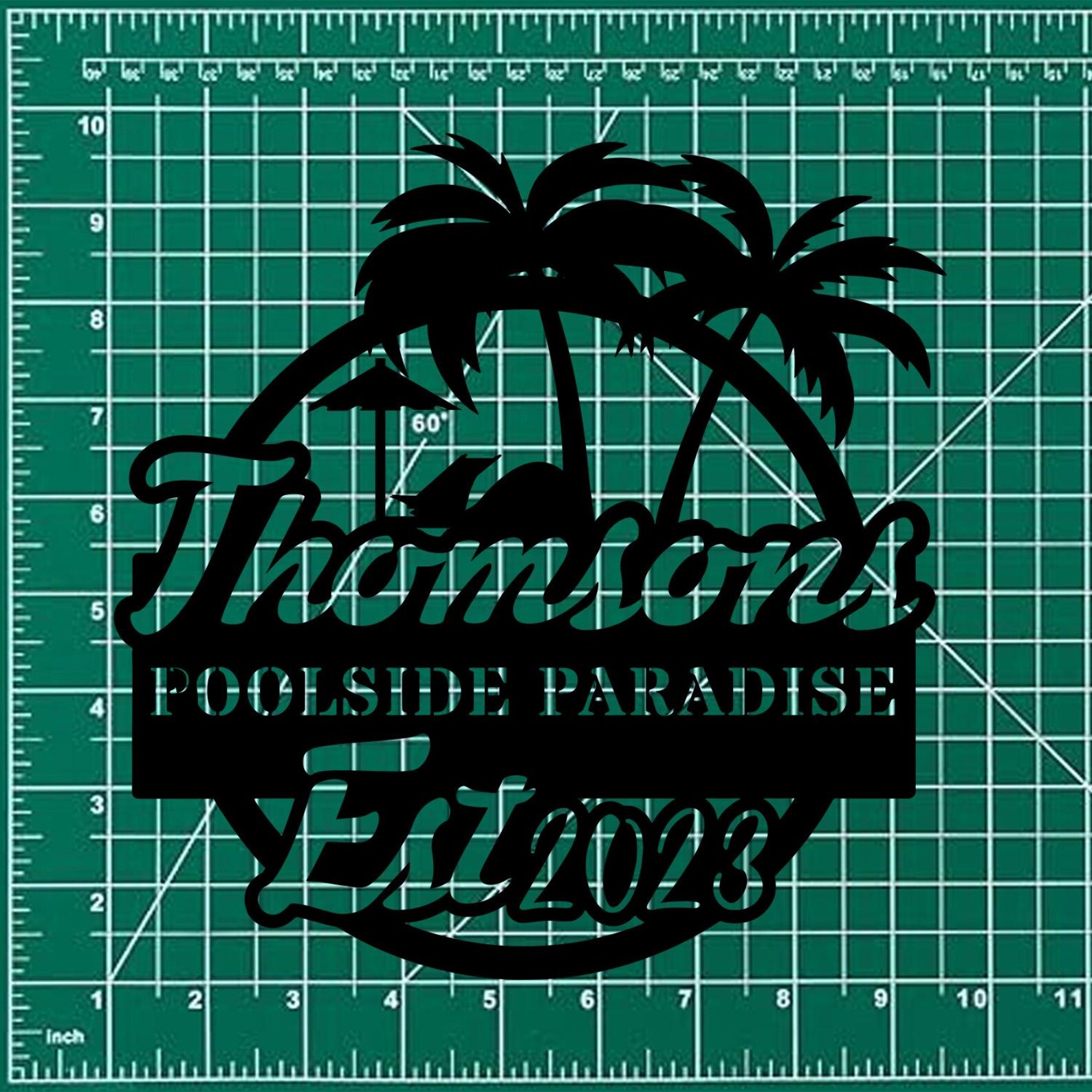 Personalized Poolside Paradise Sign LED Light, Custom Backyard Pool ...