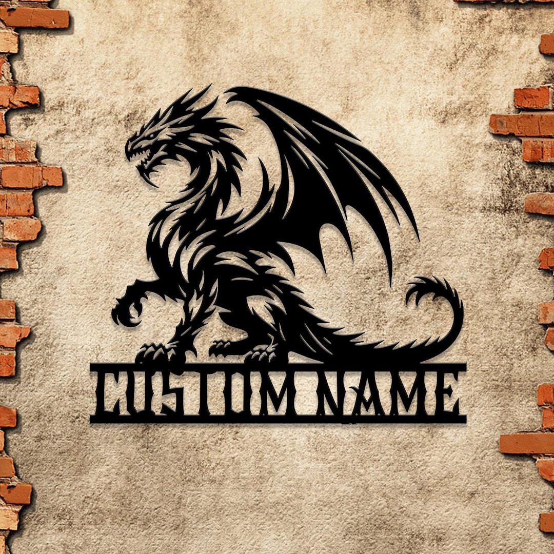 Custom Dragon Metal Art With LED Light: Personalized Dragon Name House ...