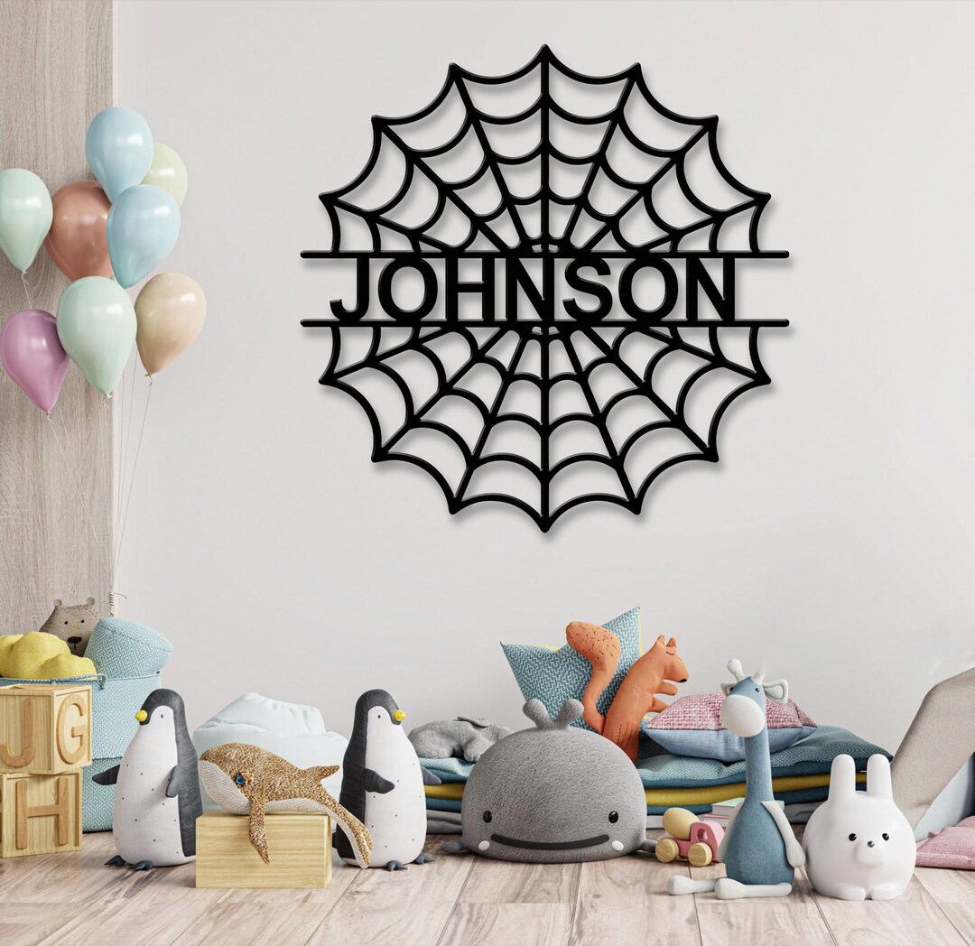 Custom Superhero Spider Name Sign, Personalized Spider Web Name Sign ...