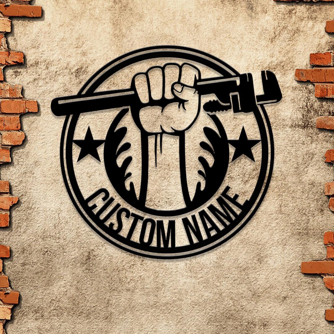 Custom Plumbing Metal Sign With LED Light. Personalized Plumber ...