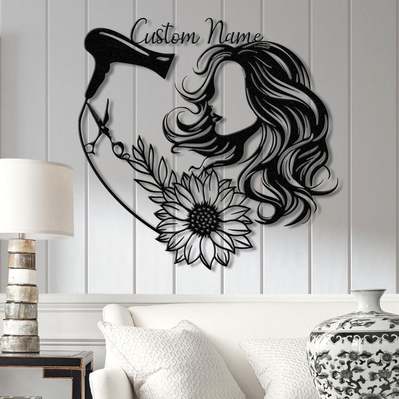 Personalized Hair Salon Metal Sign, Custom Hairstylist Wall Decor ...