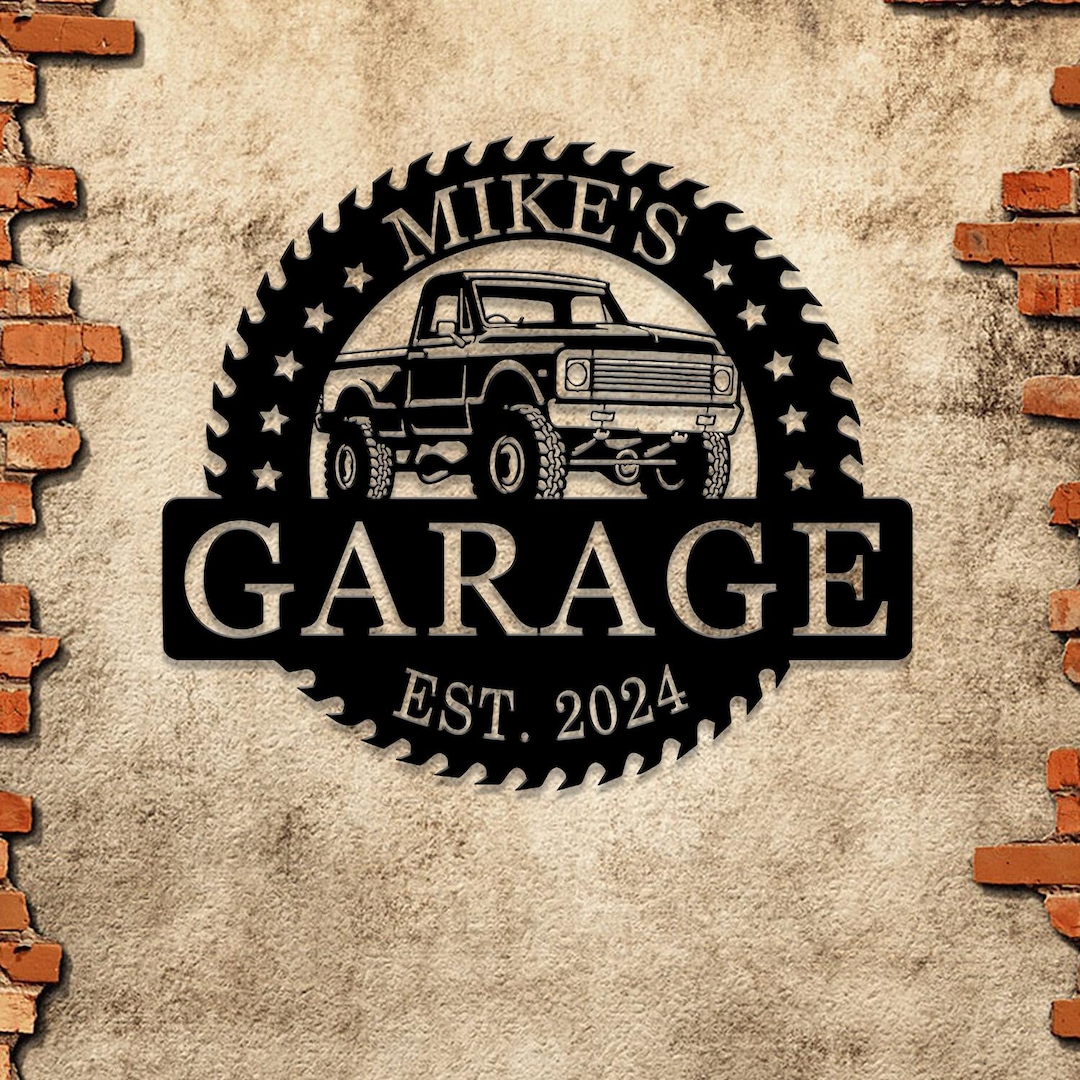 Personalized LED Metal Truck Garage Sign, Custom Man Cave Wall Art ...