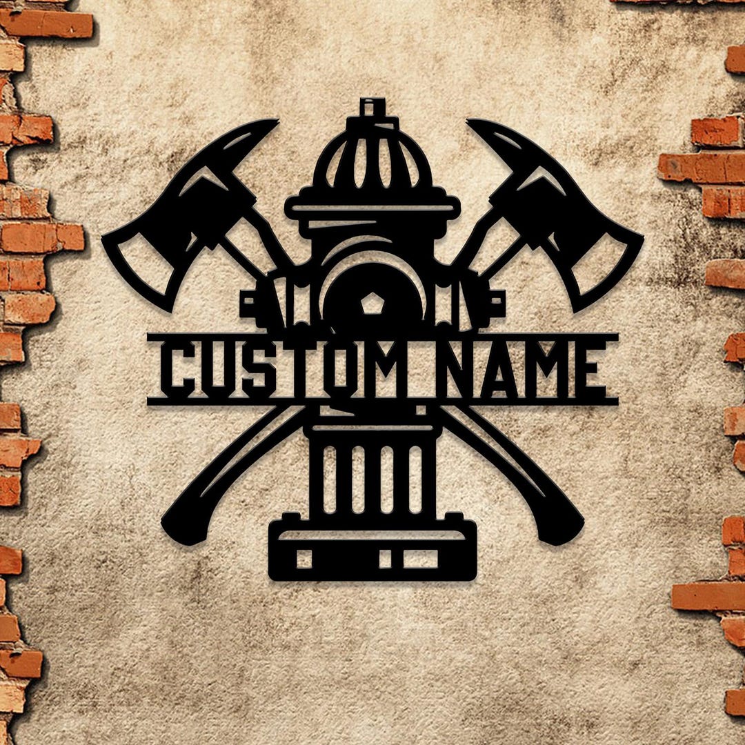 Personalized Fire Hydrant Metal Wall Art LED Light, Custom Fireman Name ...
