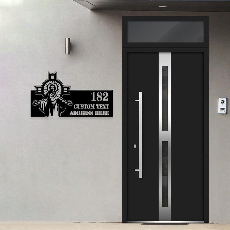 Personalized Jesus Christ Christian Metal Address Sign – Custom House ...