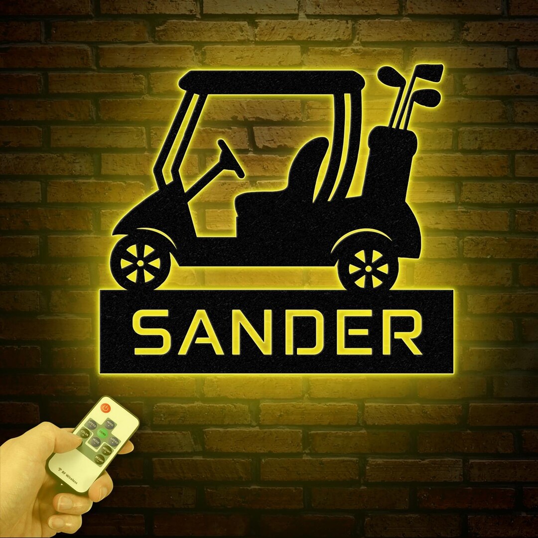 Custom Golf Cart Metal Sign With Led Lights, Personalized Golf Cart ...