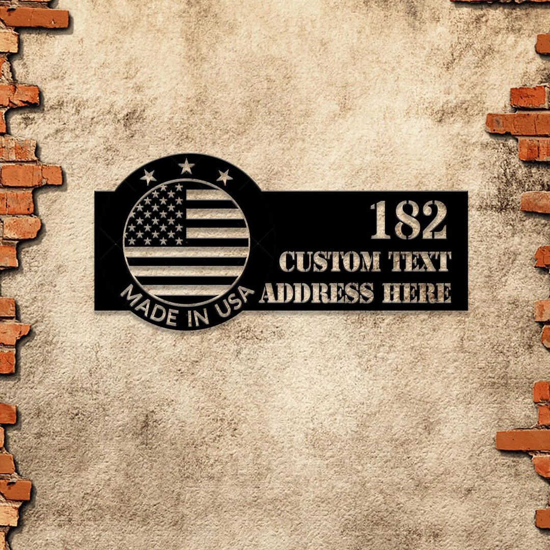 Personalized Distressed American Flag Metal Address Sign – USA ...