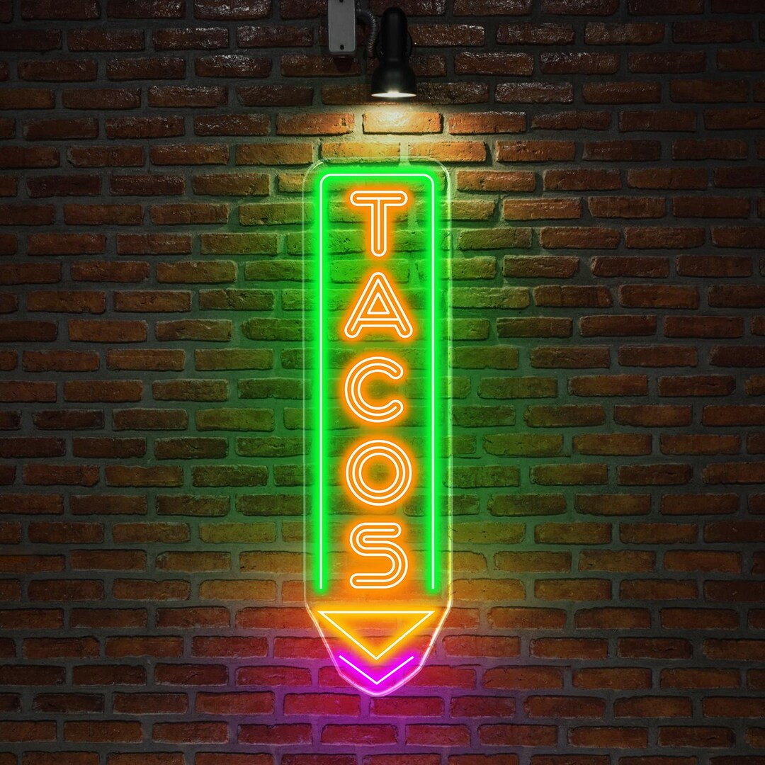 Custom Tacos Neon Sign, LED Tacos Shop Wall Decor, Vertical LED Light ...