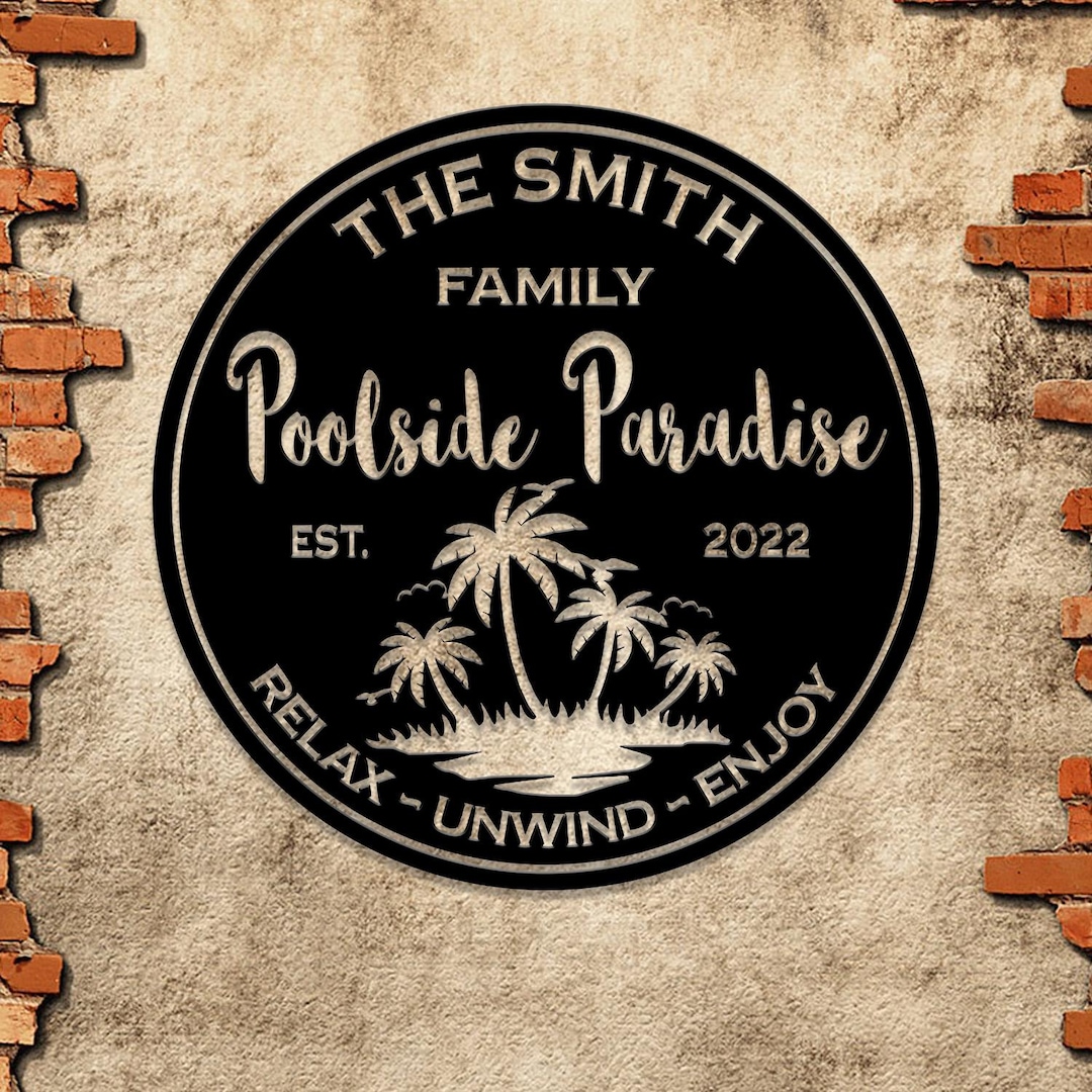 Custom LED Poolside Paradise Sign, Personalized Pool Decor, Backyard ...