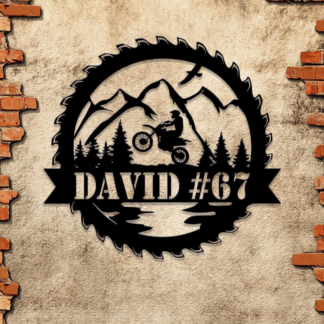 Personalized LED Motocross Metal Sign, Custom Name Dirt Bike Wall Art ...