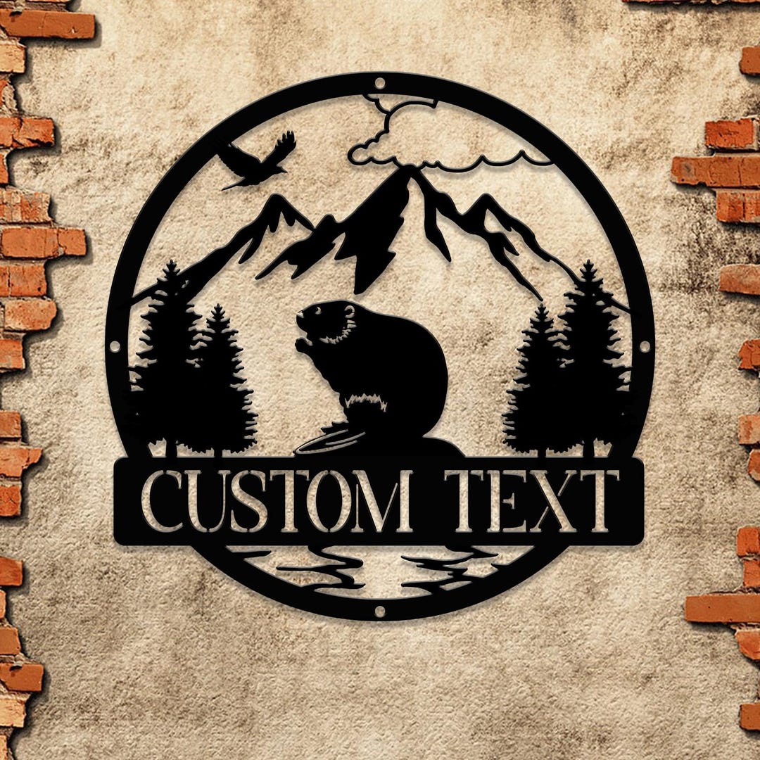 Custom Beaver Metal Sign, Personalized Nature Wildlife Wall Art, LED ...
