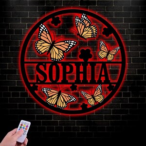 Custom Butterfly Name Metal Sign, Personalized With Butterflies, Ideal ...