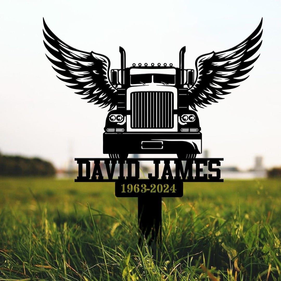 Custom Semi Truck With Wings Memorial Plaque, Personalized Trucker ...