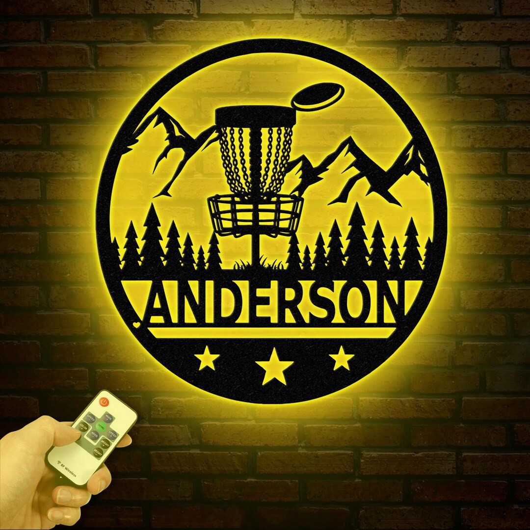 Personalized Disc Golf Metal Sign With LED Lights, Custom Disc Golfer ...