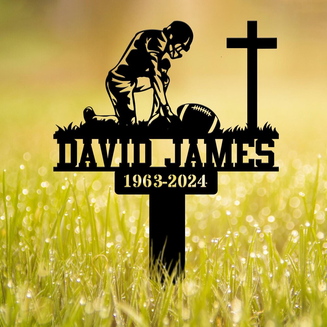 Custom Kneeling Football Player Memorial Plaque Stake, Personalized ...