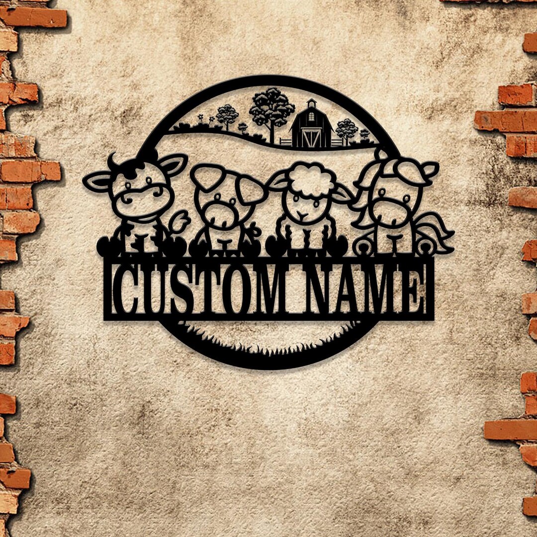 Personalized Farm Animals LED Sign: Custom Metal Sign With Cute Farm ...