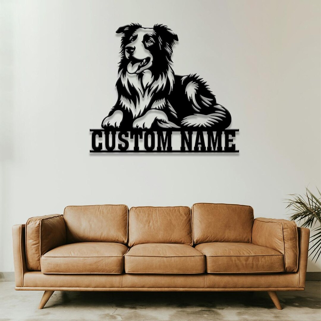 Custom LED Border Collie Sign: Personalized Family Name Gift for Dog ...