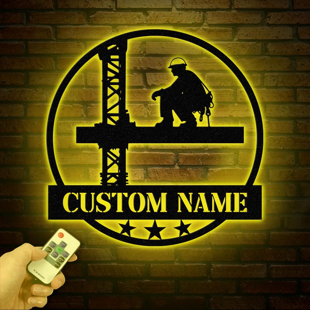 Personalized Ironworker LED Metal Sign – Custom Welder Name Sign ...