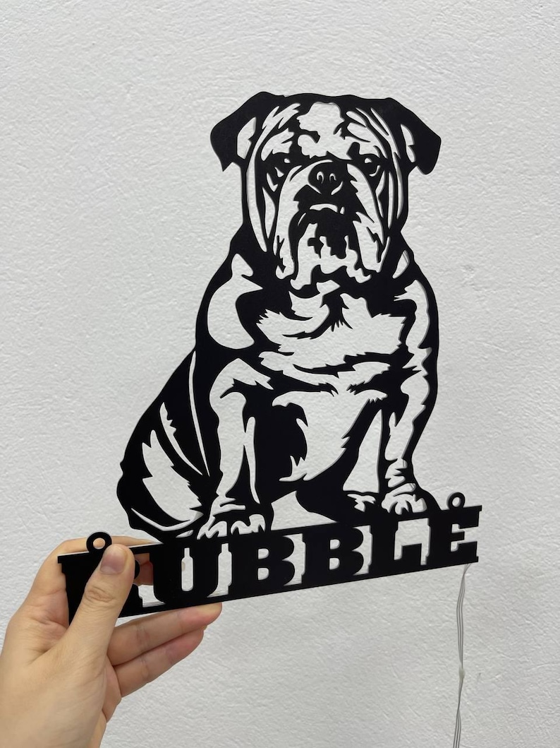 Personalized English Bulldog Metal Sign With LED Lights. Perfect for ...