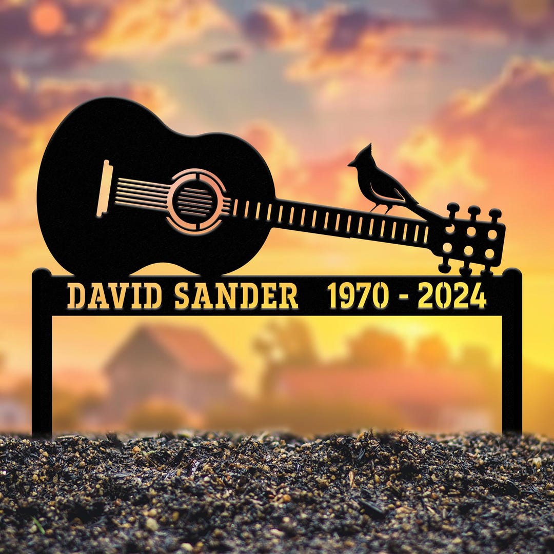 Personalized Guitar Memorial Plaque Stake, in Loving Memory Sign ...