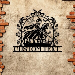 Metal Halloween Headless Horseman Sign With Led Light, Happy Halloween ...