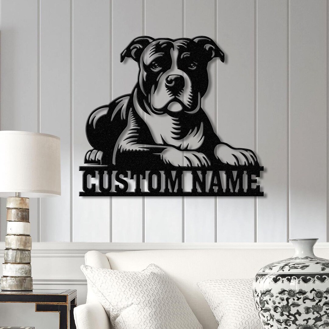 Custom Name Pitbull Metal Sign With Led Light, Pitbull Sign ...