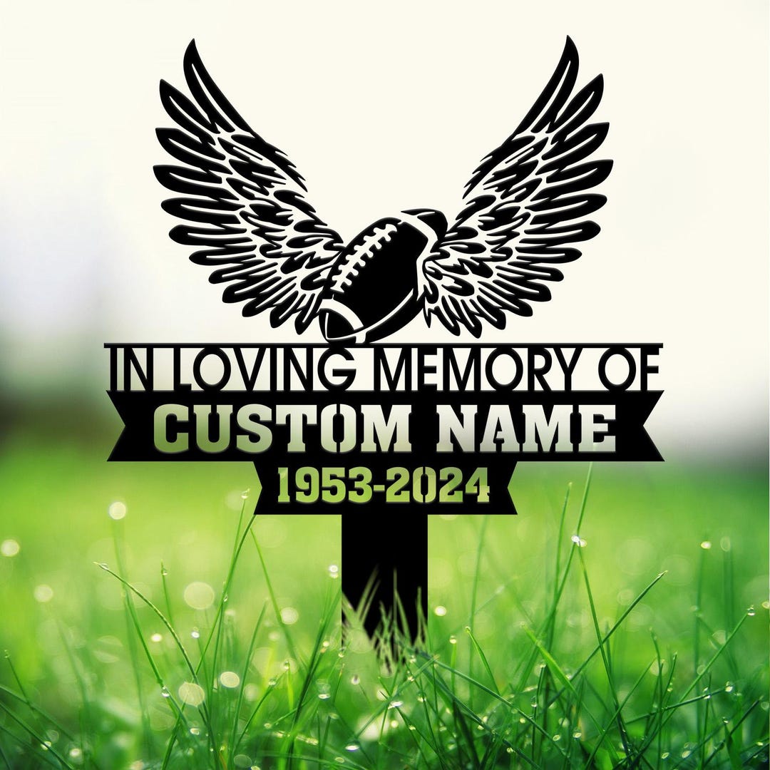 Personalized in Loving Memory Football With Wings Plaque Stake: Custom ...