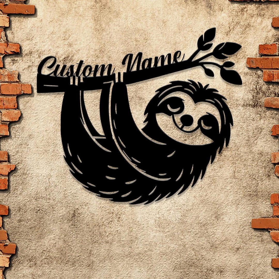 Custom Cute Sloth Metal Wall Art LED Light - Personalized Funny Lazy ...