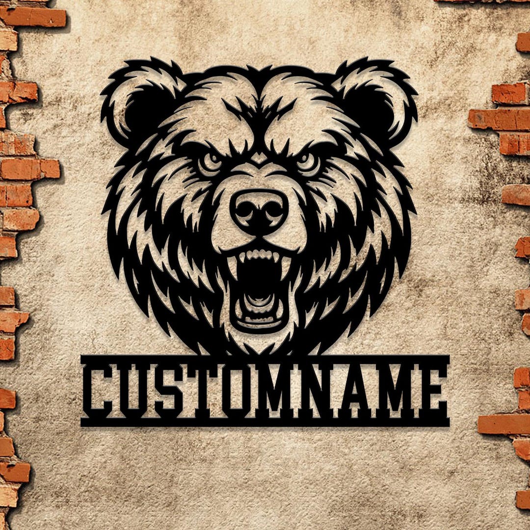 Custom Grizzly Bear LED Metal Sign: Laser-cut, 16-color LED Lights ...