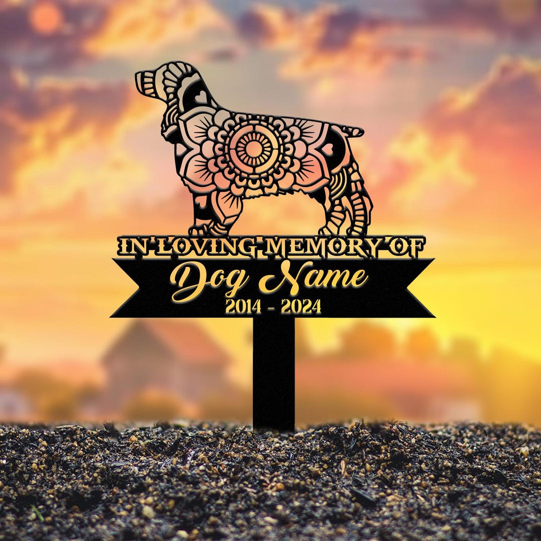 Personalized Cocker Spaniel Mandala Garden Stake, Zentangle Yard Art ...