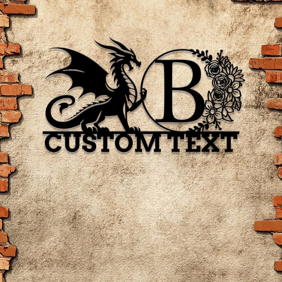 Custom Dragon Metal Address Sign: Personalized House Number Plaque ...