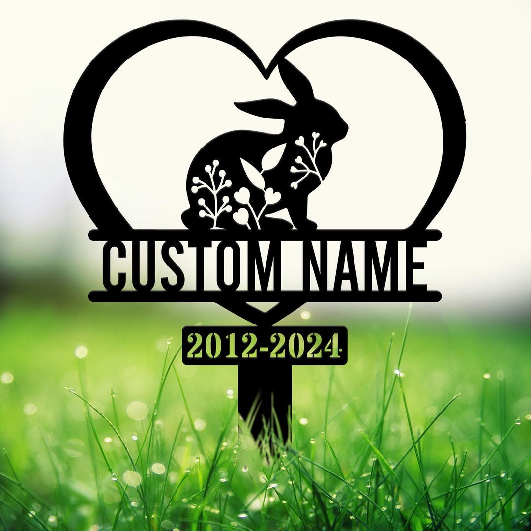 Personalized Rabbit Bunny Memorial Stake, Bunny Grave Marker, Metal ...