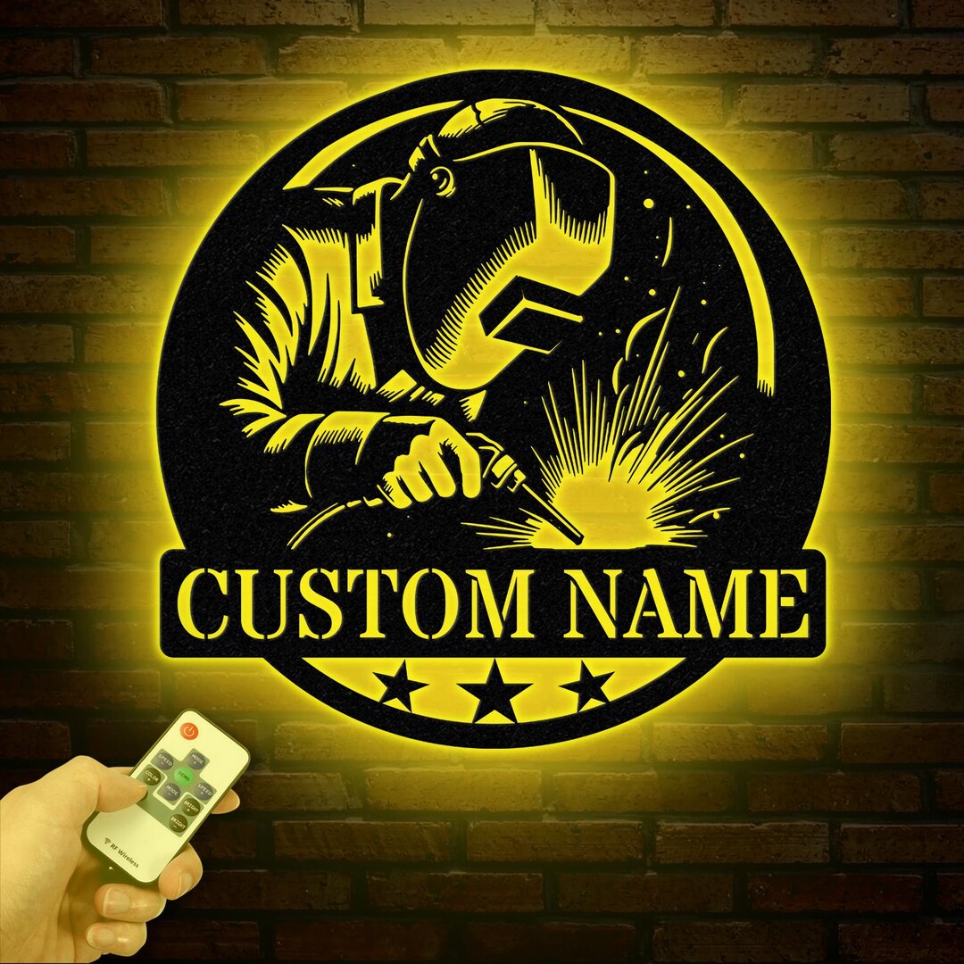 Personalized Welder Metal Sign With Led Light, Custom Mechanic Name Wall Art, Ironworker Sign ...