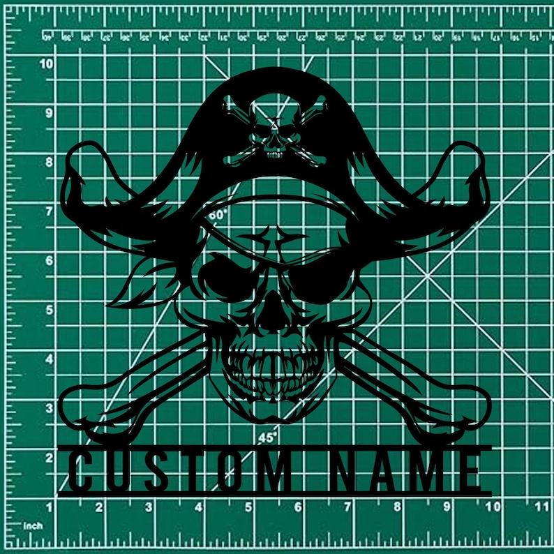 Custom Pirate Skull Metal Sign With LED Light – Personalized Ship Name ...