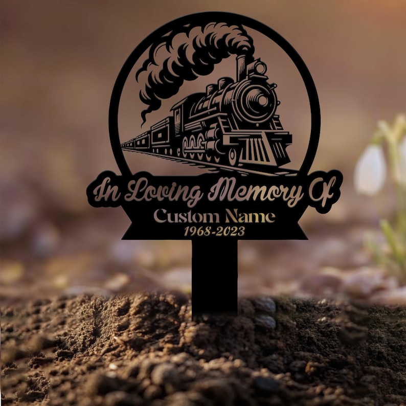 Custom Train Memorial Plaque Stake, Personalized Train Driver Grave ...