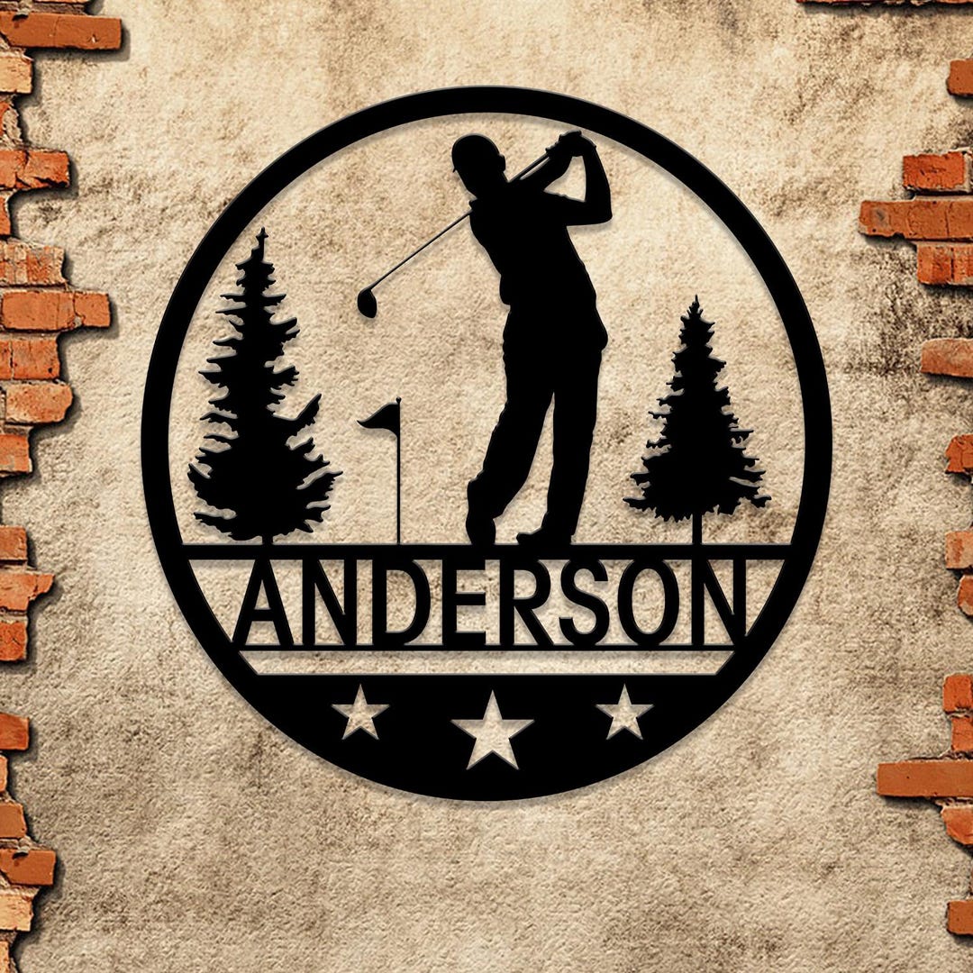 Personalized LED Golf Metal Wall Art, Custom Golfer Name Sign, Golf ...