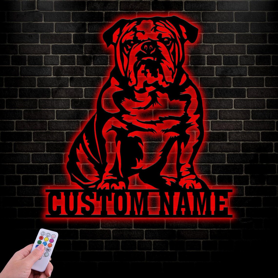Personalized English Bulldog Metal Sign With LED Lights. Perfect for ...