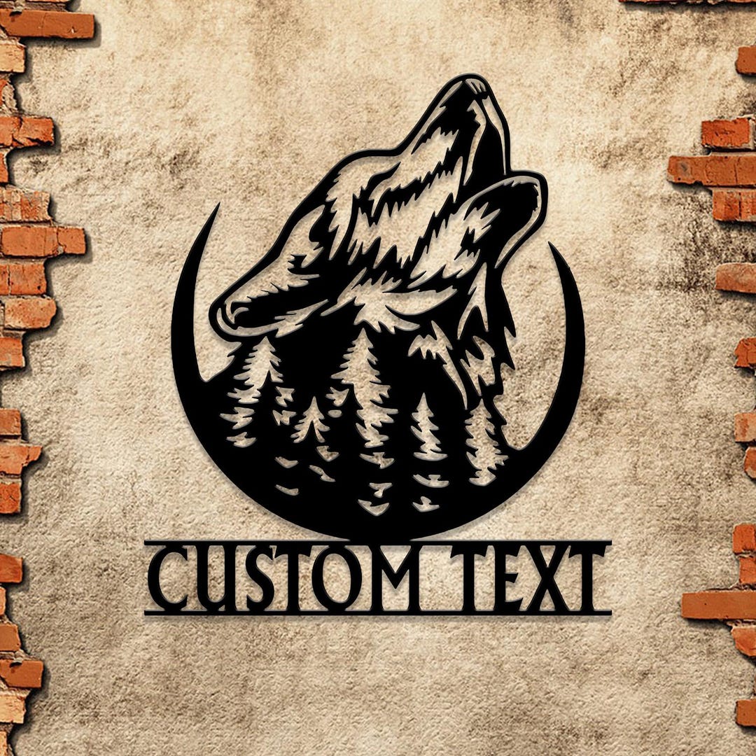 Personalized Wolf Howling Metal Ranch Sign With LED Light Custom Name ...